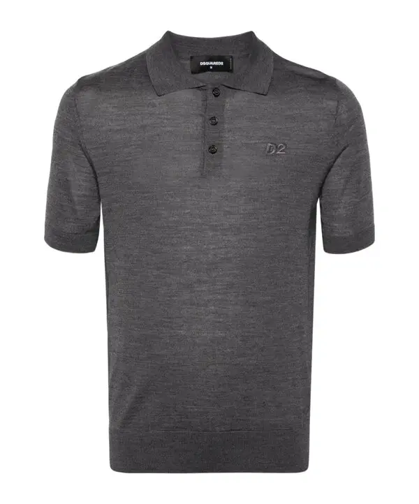 Dsquared2 Logo-embroidered Fine-knit Polo Shirt