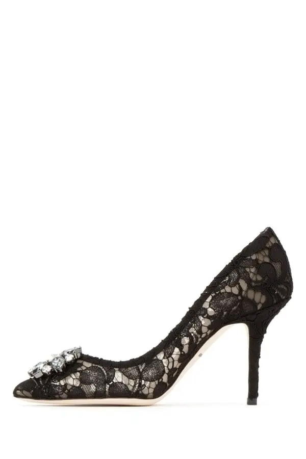 Dolce & Gabbana Taormina Lace Embellished High Heel Pumps - Black