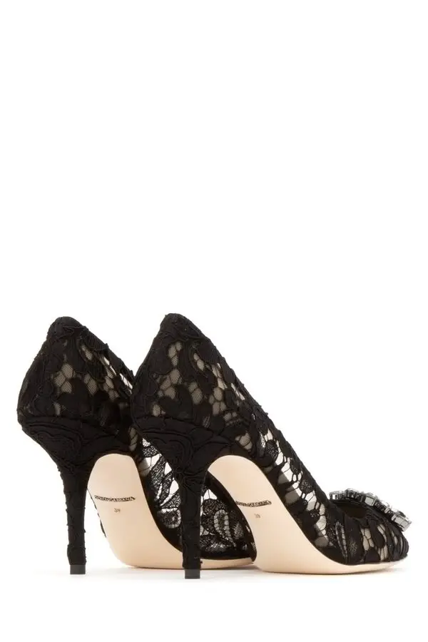 Dolce & Gabbana Taormina Lace Embellished High Heel Pumps - Black