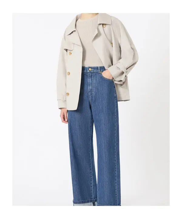 Max Mara Short Water-repellent Cotton Twill Trench Coat