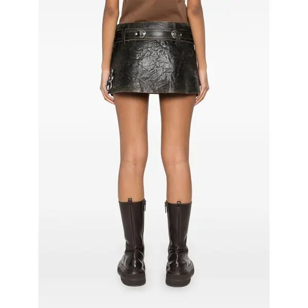Prada Belted Leather Mini Skirt