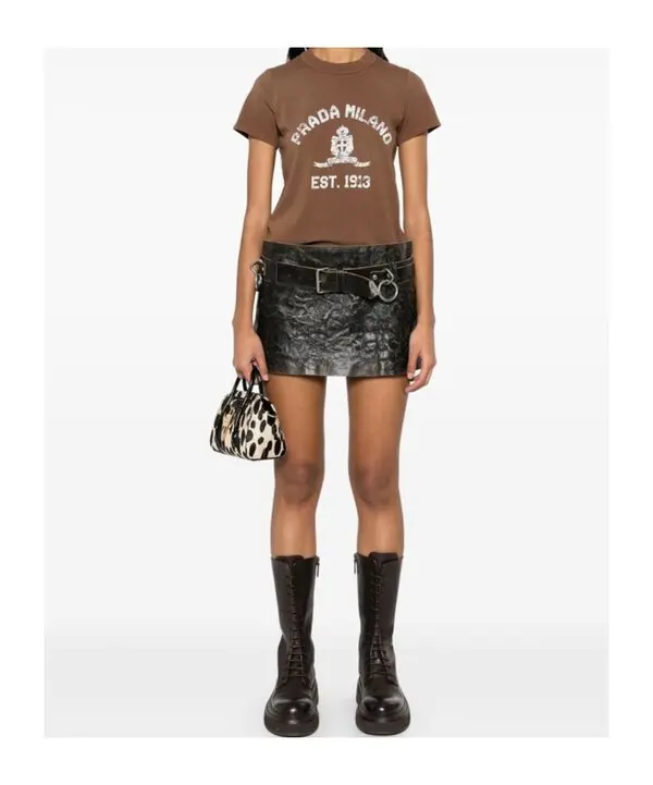 Prada Belted Leather Mini Skirt