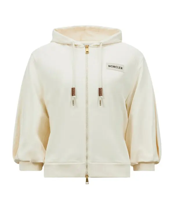 Moncler Logo Patch Zip-up Hoodie - White