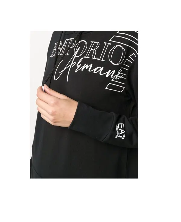 Emporio Armani Logo Print Hooded Longline Sweatshirt
