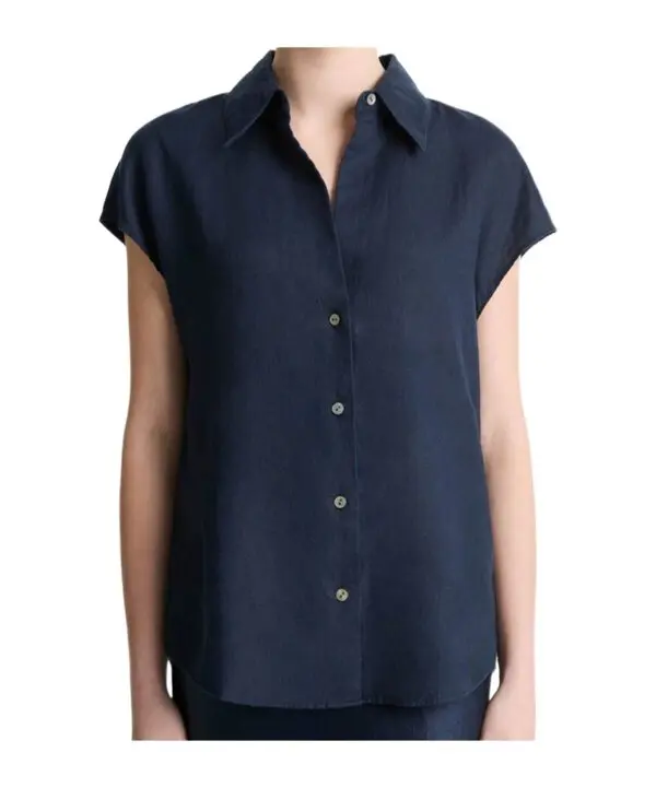 Vince Lapel Cap Sleeve Shirt