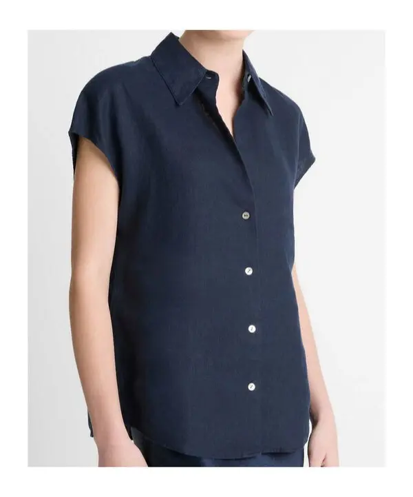 Vince Lapel Cap Sleeve Shirt