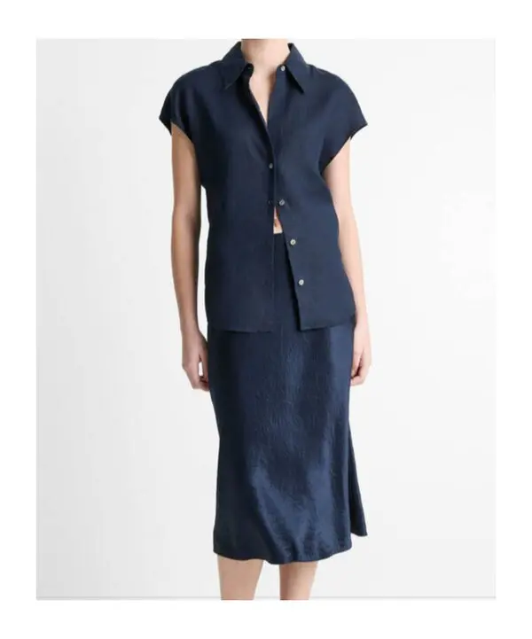 Vince Lapel Cap Sleeve Shirt