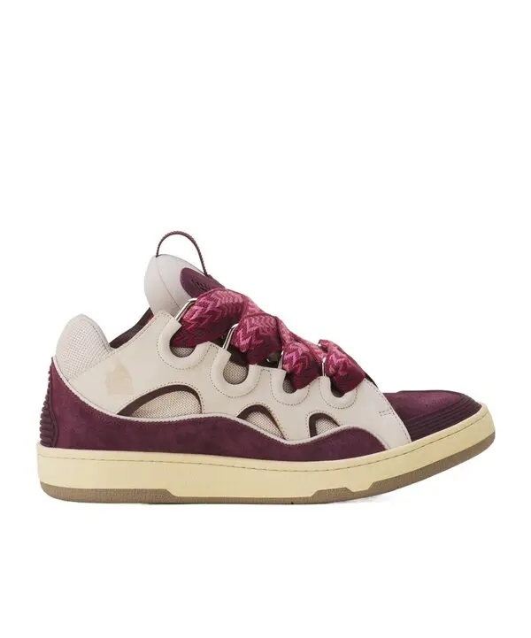 LANVIN Curb Sneakers - Beige/burgundy Red