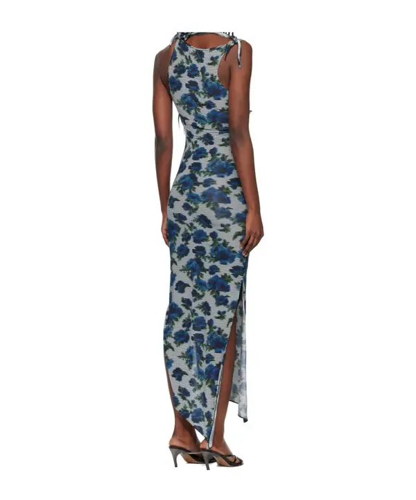 Coperni Floral Appliqué Maxi Dress - Blue