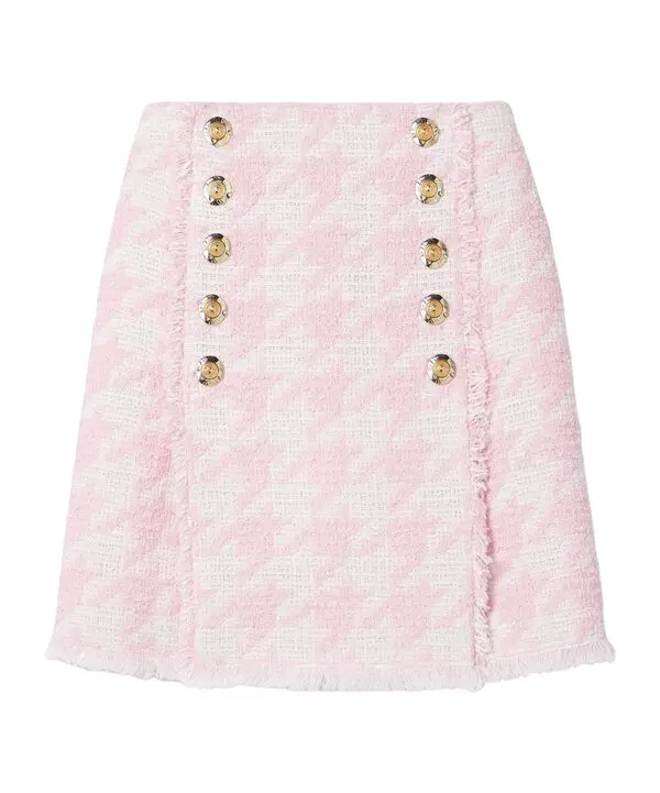 Balmain Buttoned Tweed Mini Skirt