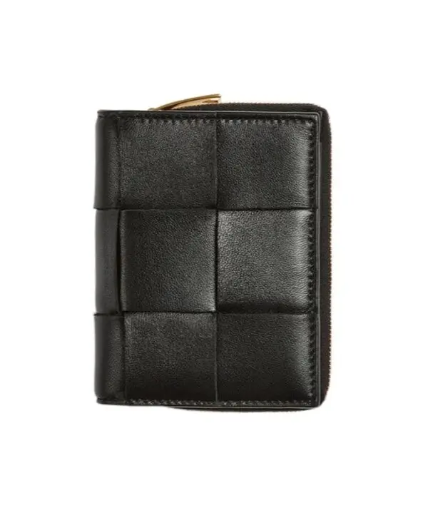 Bottega Veneta Small Cassette Bi-fold Zip Wallet - Black