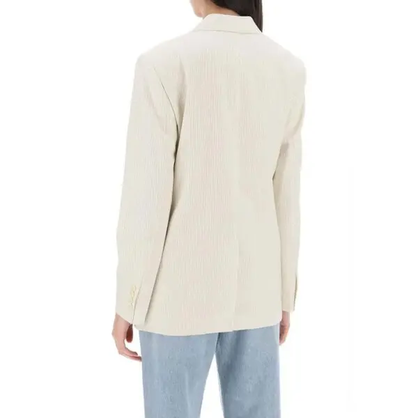 Celine Striped Wool Jacket - Ivory