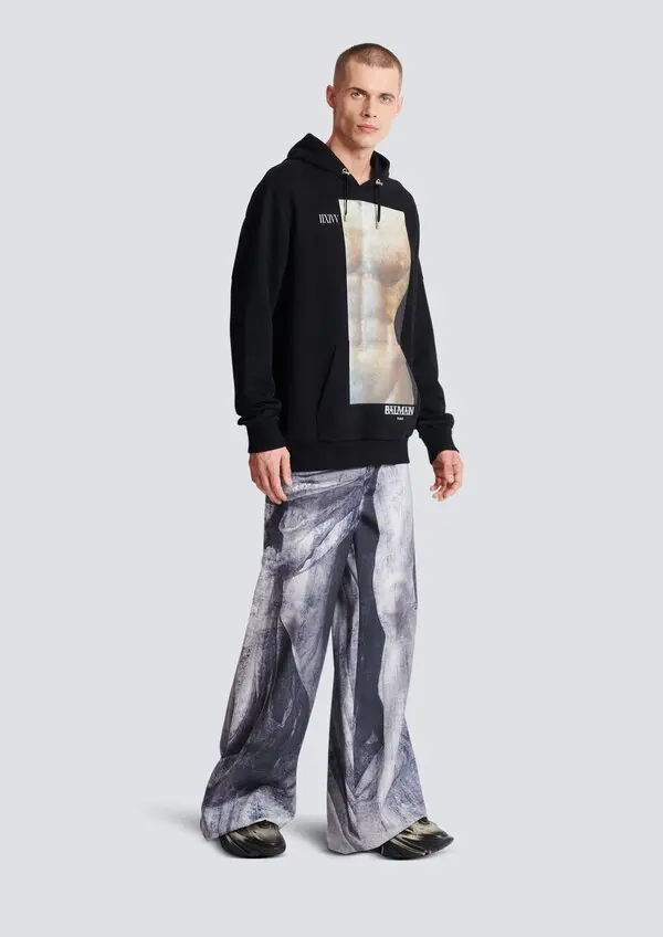 Balmain Graphic Print Hoodie - Black