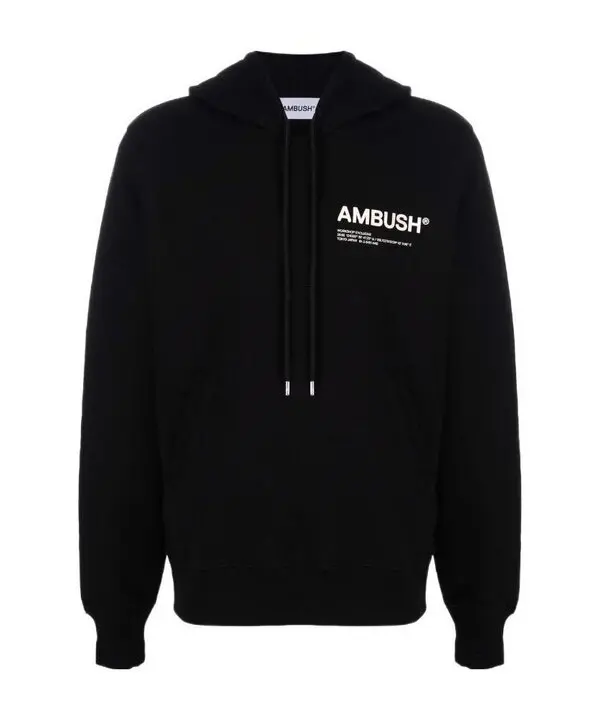 AMBUSH Logo-print Cotton Hoodie - Black