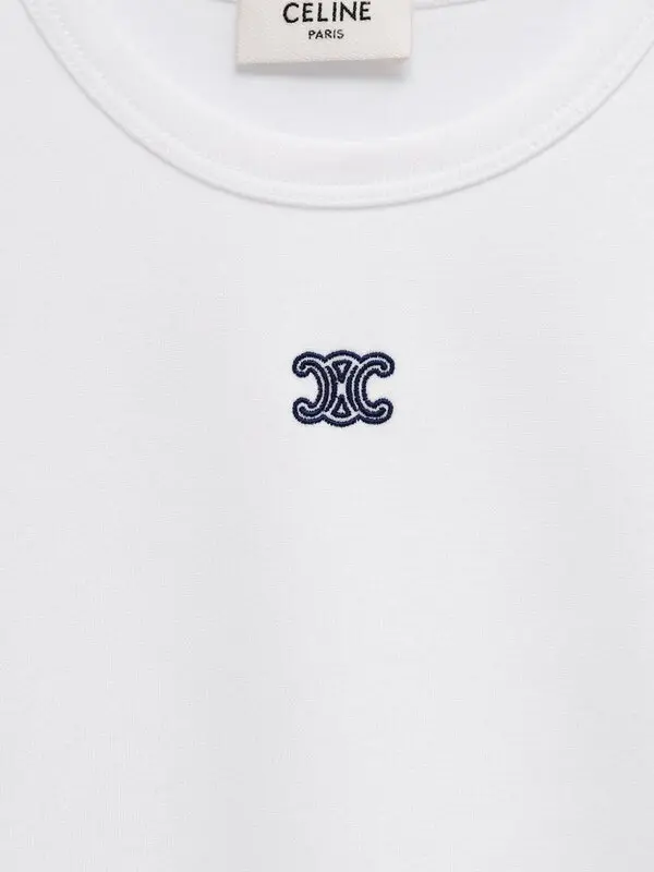 Celine Triomphe T-shirt In Ribbed Cotton Jersey