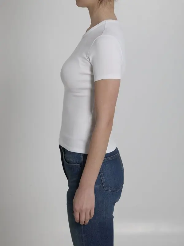 Celine Triomphe T-shirt In Ribbed Cotton Jersey