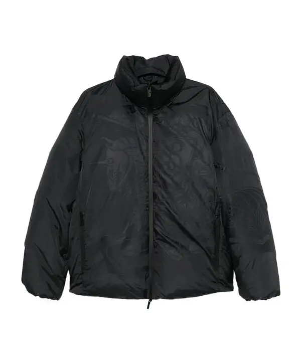 Burberry Funnel Neck Padded Jacket With Embossed Design - Charcoal-grey