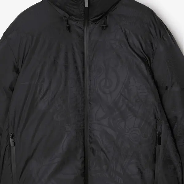 Burberry Funnel Neck Padded Jacket With Embossed Design