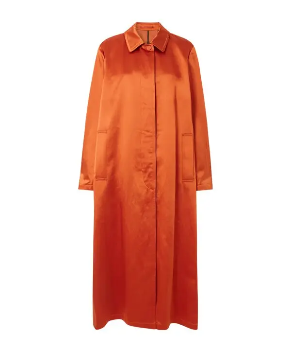 Dries Van Noten Cotton Blend Satin Coat - Orange