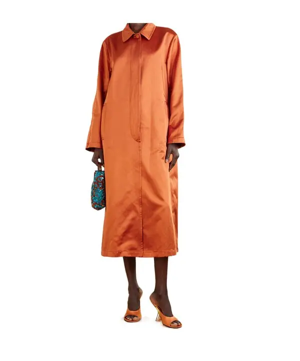 Dries Van Noten Cotton Blend Satin Coat - Orange