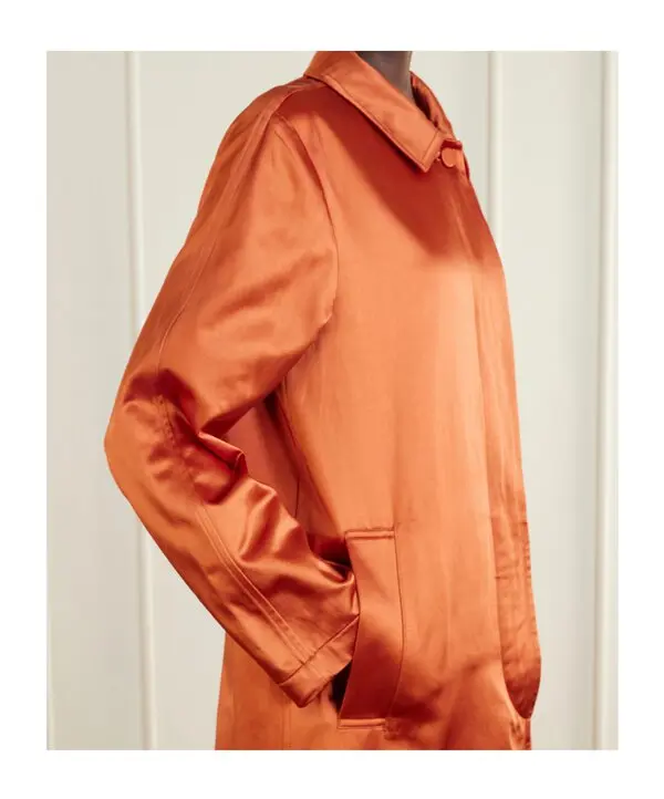 Dries Van Noten Cotton Blend Satin Coat - Orange