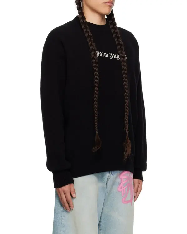 Palm Angels Logo Embroidered Crewneck Jumper - Black