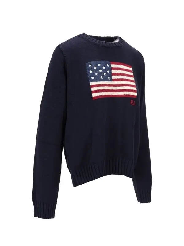 Polo Ralph Lauren Flag Intarsia Crewneck Jumper - Black