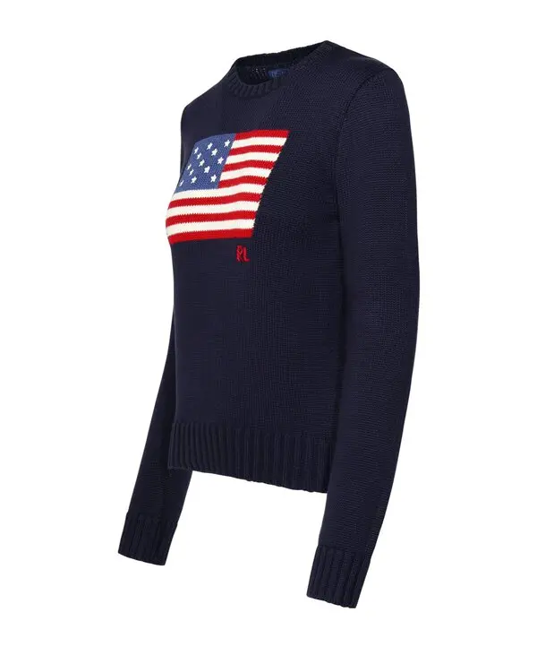 Polo Ralph Lauren Flag Intarsia Crewneck Jumper - Black