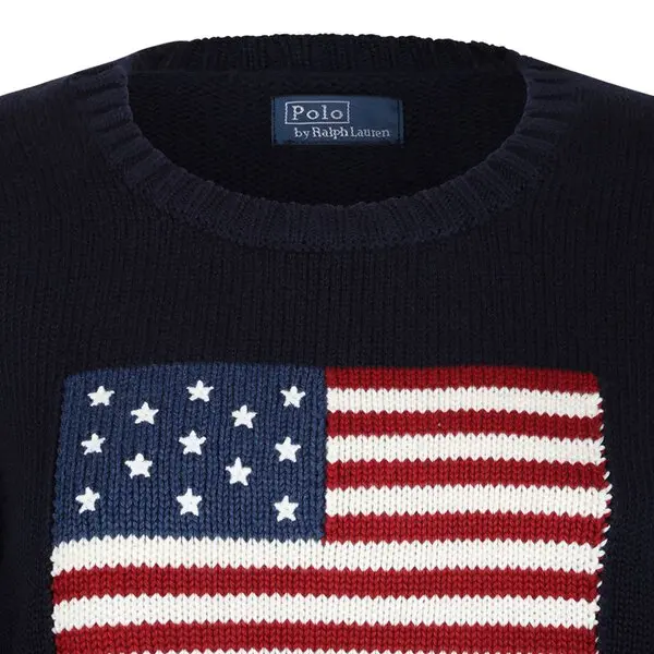 Polo Ralph Lauren Flag Intarsia Crewneck Jumper - Black