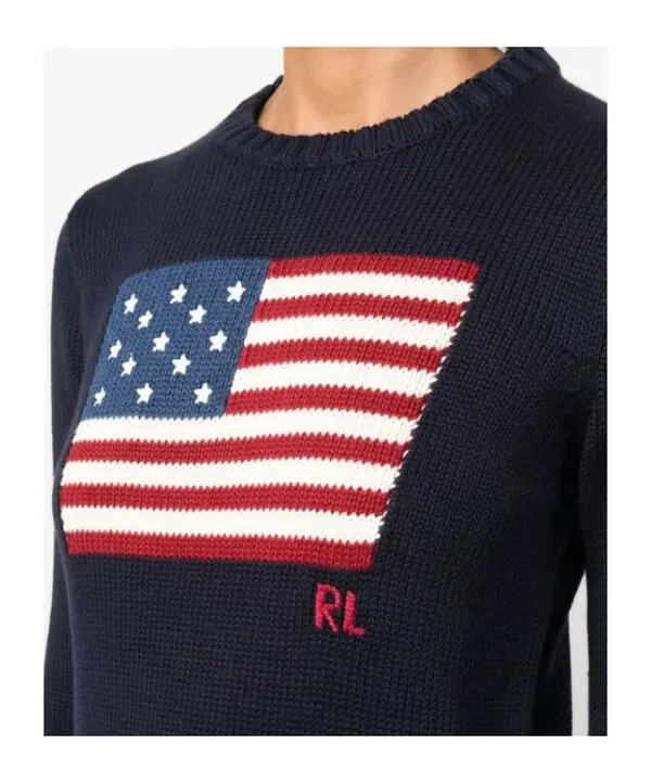 Polo Ralph Lauren Flag Intarsia Crewneck Jumper - Black