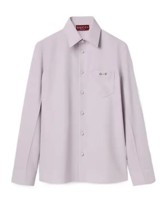 Gucci Gabardine Collared Long-sleeve Shirt - Lavender