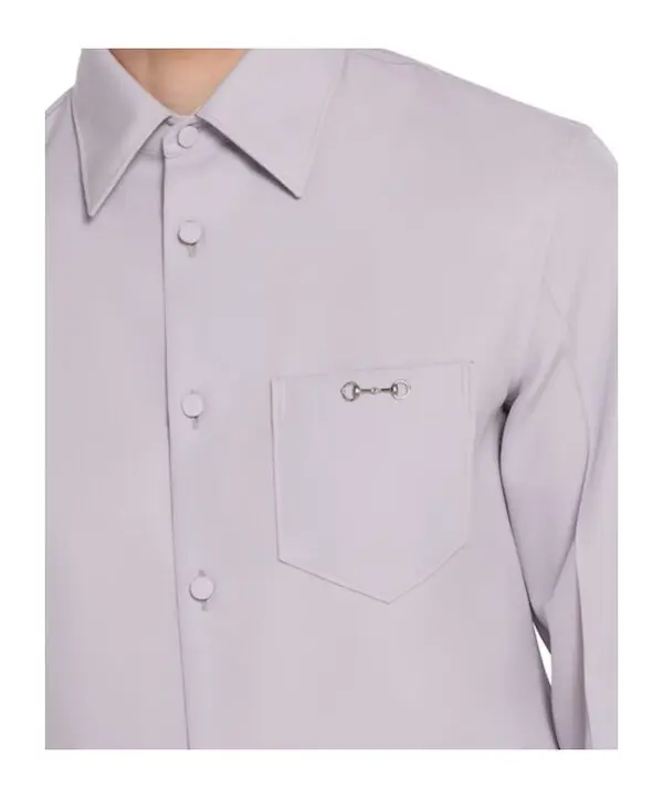Gucci Gabardine Collared Long-sleeve Shirt - Lavender