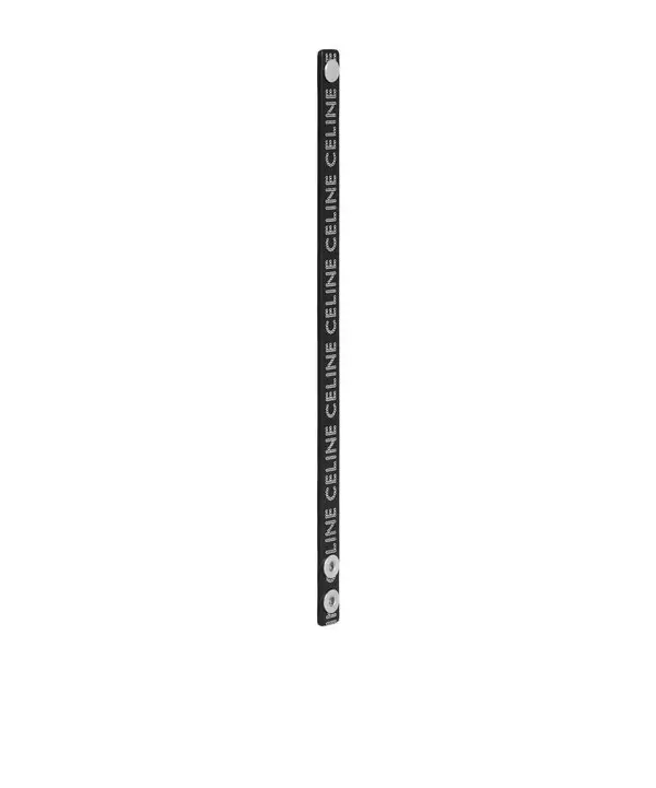 Celine Monochroms Studs Bracelet In Calfskin And Brass With Rhodium Finish