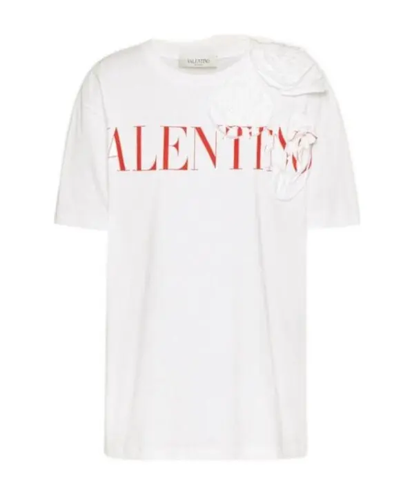 Valentino Garavani Rose Blossom Logo Print T-shirt - White