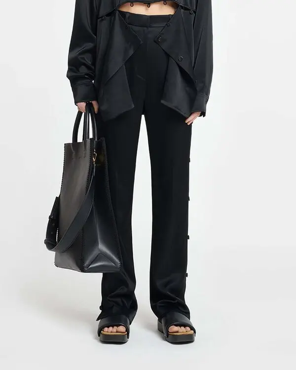 Nanushka Felina Straight-leg Satin Trousers - Black