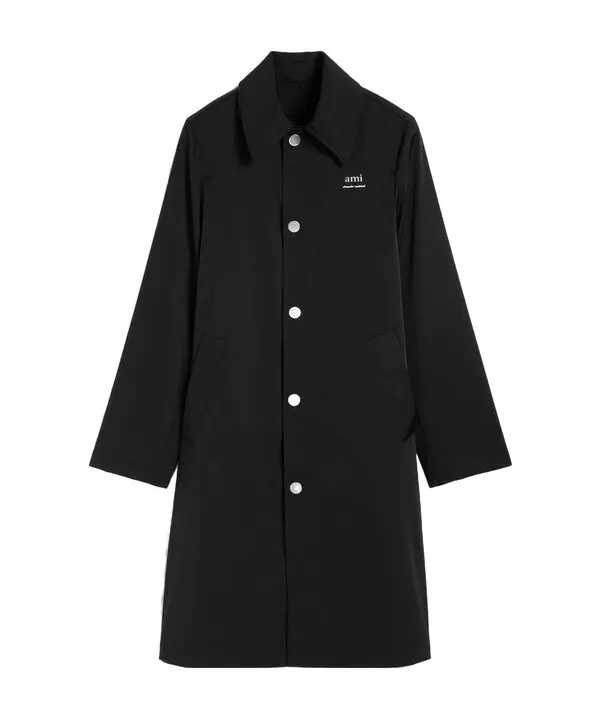 Ami Technical Twill Raincoat - Black