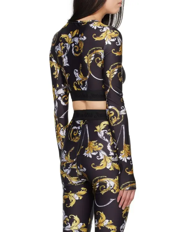 Versace Baroque Print Long Sleeve Crop Top