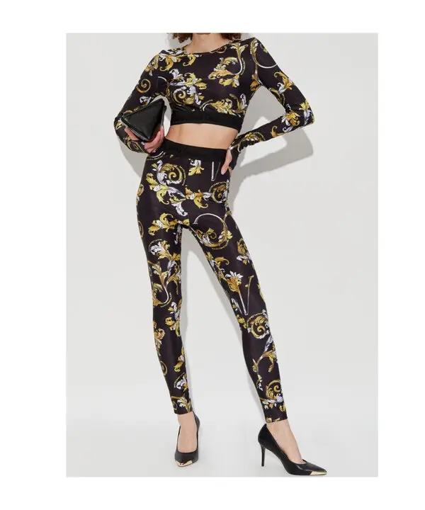 Versace Baroque Print Long Sleeve Crop Top