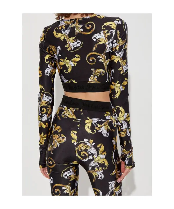 Versace Baroque Print Long Sleeve Crop Top