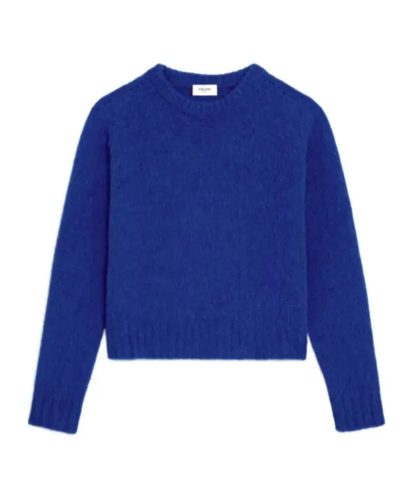 Celine Shetland Wool Crewneck Sweater With Triomphe Embroidery