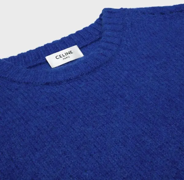 Celine Shetland Wool Crewneck Sweater With Triomphe Embroidery