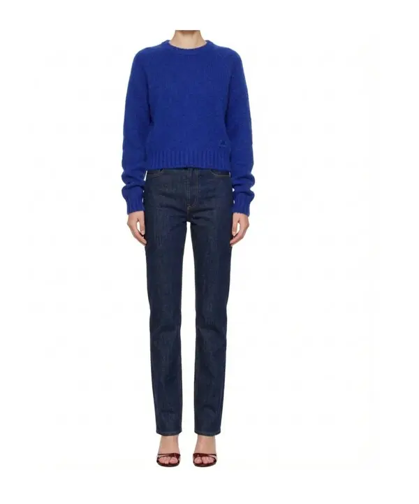 Celine Shetland Wool Crewneck Sweater With Triomphe Embroidery - Blue