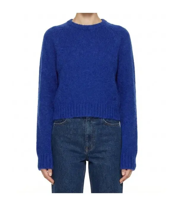 Celine Shetland Wool Crewneck Sweater With Triomphe Embroidery - Blue