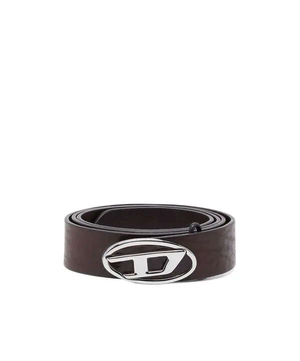 DIESEL® 1dr Logo Buckle Belt - Black
