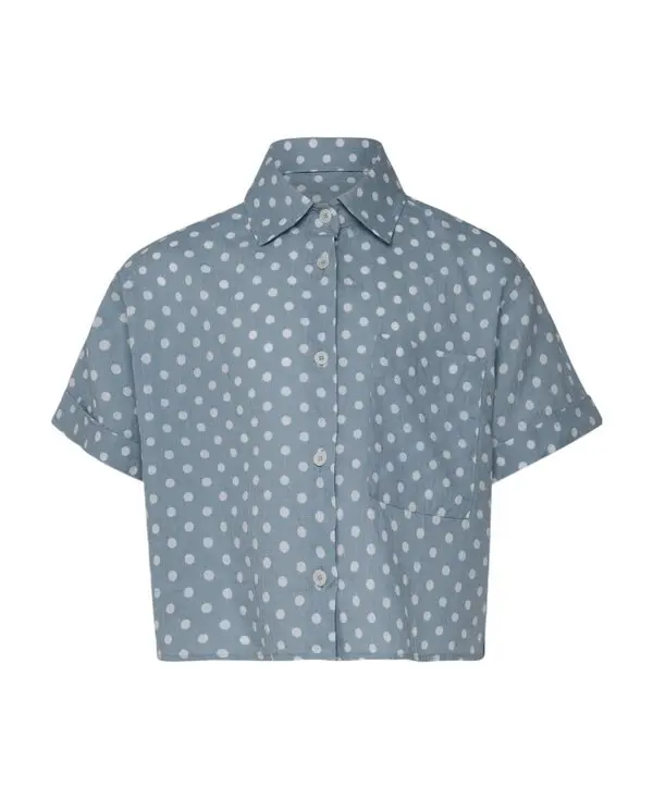 Aspesi Polka Dot Print Cropped Shirt - Gray