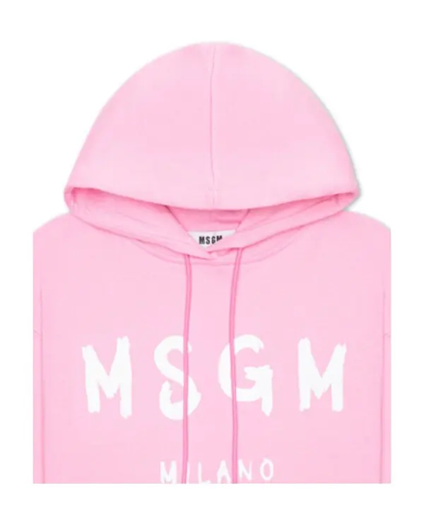 MSGM Logo Printed Drawstring Hoodie - Pink