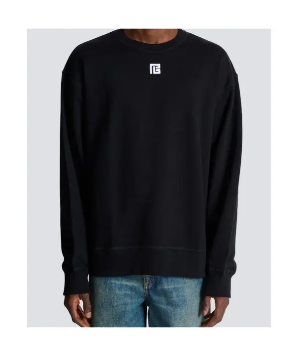 Balmain Cotton Sweatshirt With Pb Embroidery