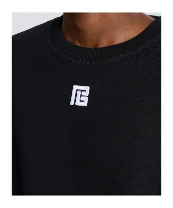 Balmain Cotton Sweatshirt With Pb Embroidery