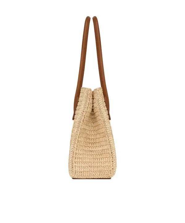 Saint Laurent Panier Rectangle Bag In Raffia And Leather