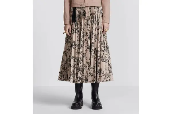 Dior Mid-length Pleated Skirt With Jardin Botanique Print